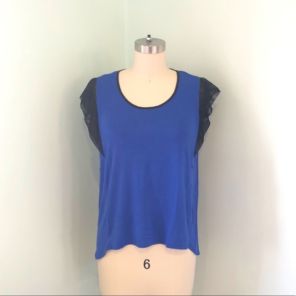 Kenneth Cole | Tops | Kenneth Cole Blue And Black Mesh Short Sleeve Top ...